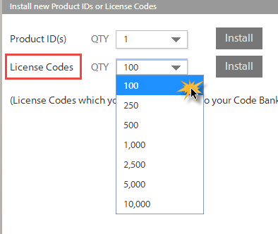 Allocating License Codes (Creating Codes) – Support Center