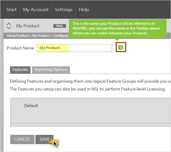 Setting up your Products in NSA – Support Center