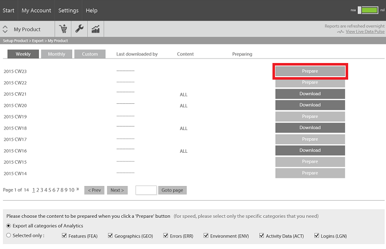 Exporting Data – Support Center