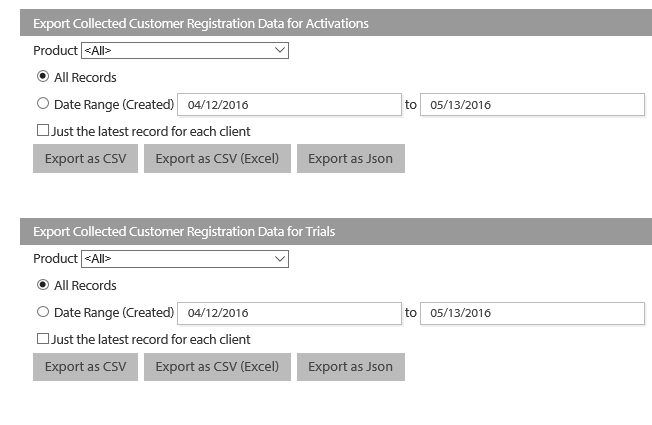 Exporting Licensing Data – Support Center